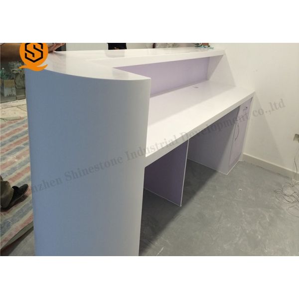 Quality Antipollution White Small Reception Desk With Modified Acrylic Material for sale
