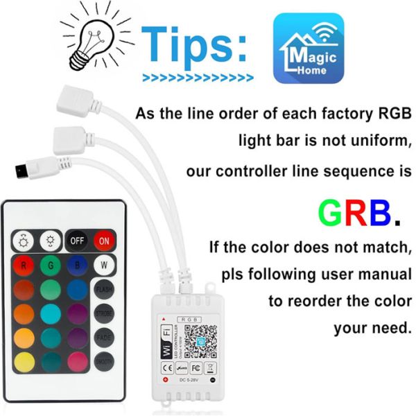 Quality 24key Wifi Smart App Control Led Lighting Controller For Rgb Led Light Strip for sale