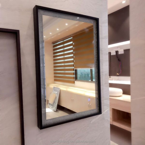 Quality Hotel Decoration Full Length Vanity Mirror With Black Frame Around Light for sale