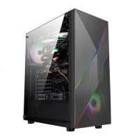 Quality ETEK - PC Mid Tower Case Irregular and Mesh Front Panel with ARGB LED Strip,Tempered Glass Side Panel, Top I/O Panel for sale