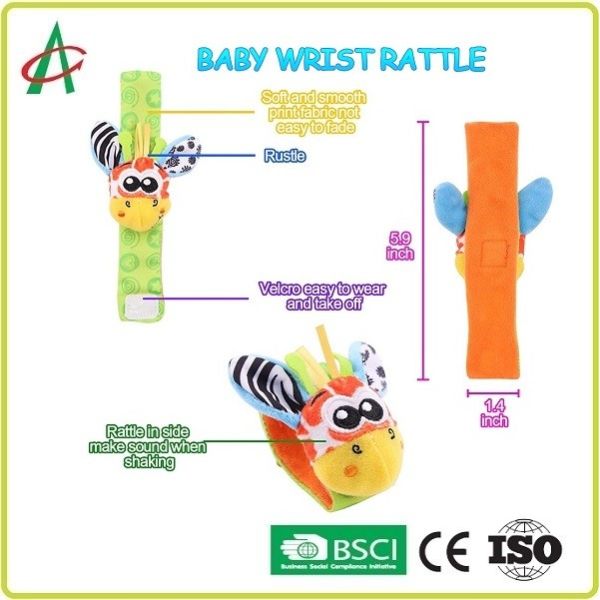 Quality 3.36 Ounces Baby Plush Rattle , ASTM Foot And Wrist Rattles for sale