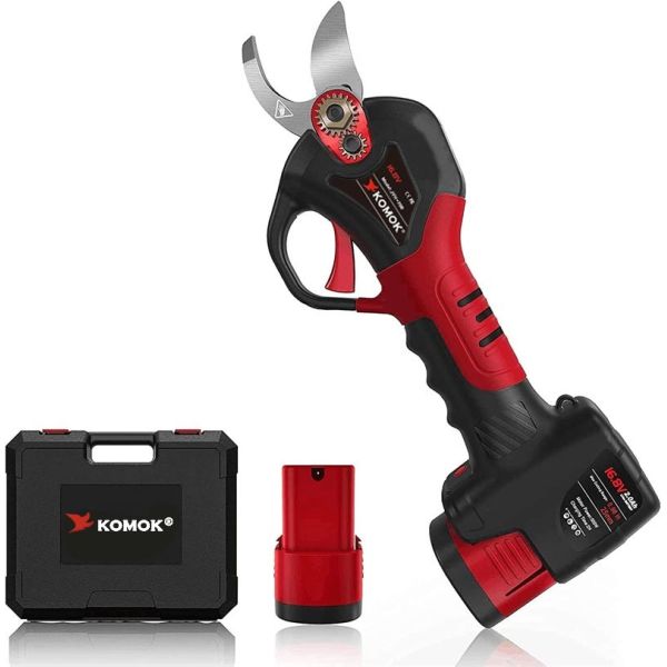 Quality 25mm Komok Electric Pruning Shears With 2 Pack Rechargeable Lithium Battery for sale