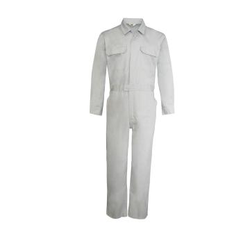 Quality 280GSM Twill 3/1 Flame Retardant Coverall Multi Pockets Light Gray for sale