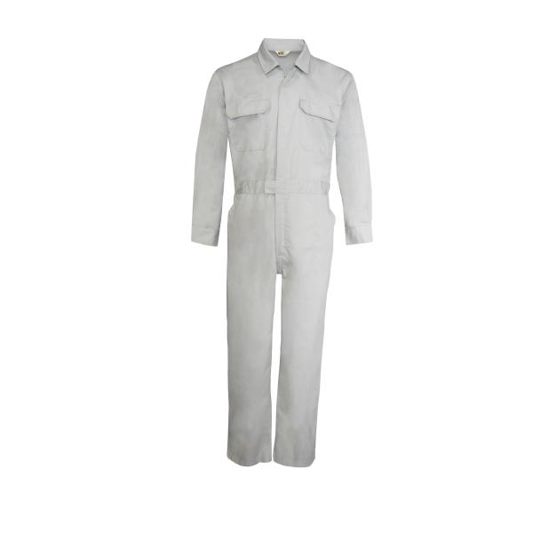 Quality 280GSM Twill 3/1 Flame Retardant Coverall Multi Pockets Light Gray for sale