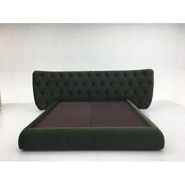 Quality High Density Sponge Upholstered Headboard Full Grain Leather Bed Frame For for sale