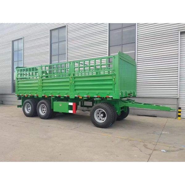 Quality Farm 2-Axles Flat Platform Fence Drawbar Full Trailer With Ladder for sale