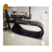Quality Acrylic Solid Surface Black Office Desks 100% Repairable And Renewable for sale