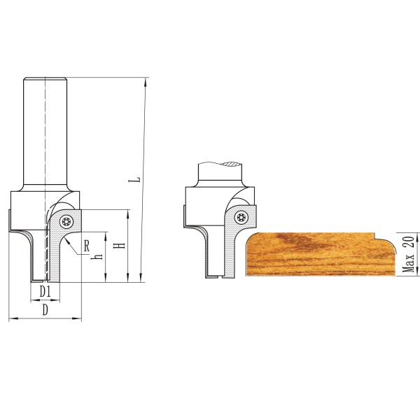 Quality Extended Roundover Router Bit Carbide Insert Tooling IB20301 IB20303 for sale