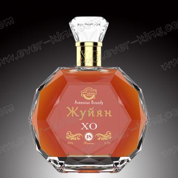 High End Diamond Shape Glass Brandy Bottle Embossed