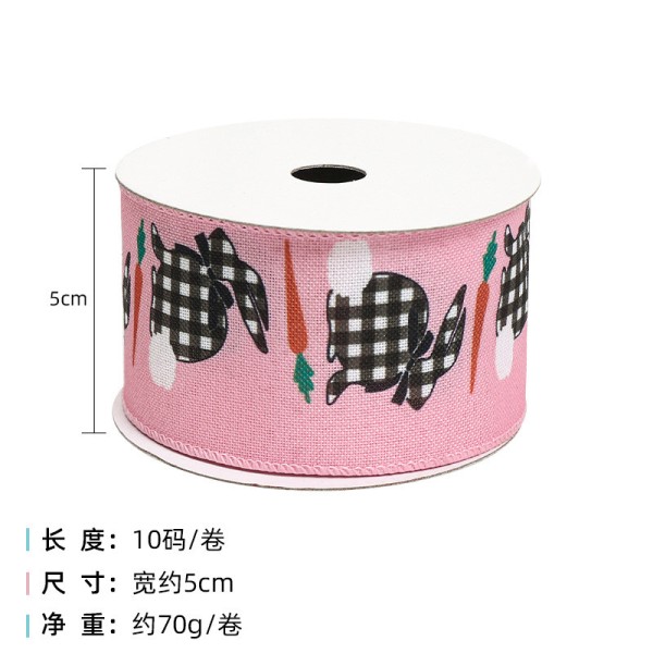 Quality Egg And Rabbit Easter Wired Ribbon 50mm 5cm Easter Bunny Ribbon for sale