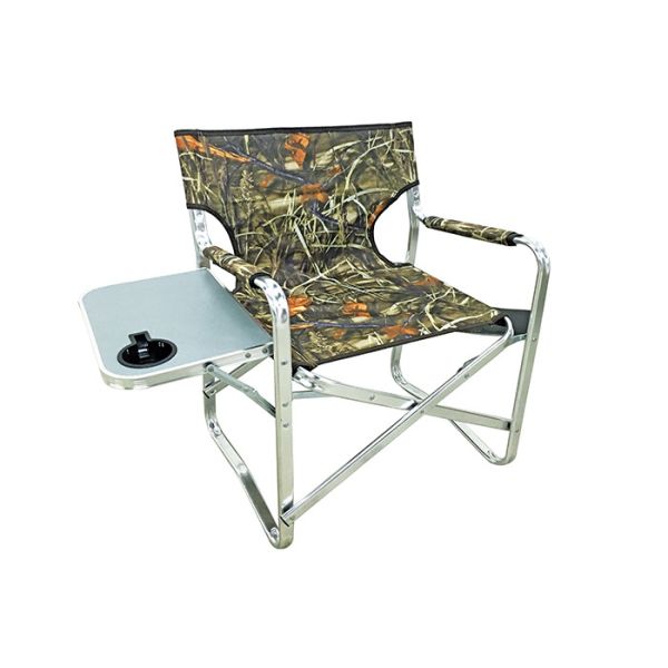 Quality PE Coated Fabric Camping Foldable Chair With Table Cup Holder Side Bag Flat Tube for sale