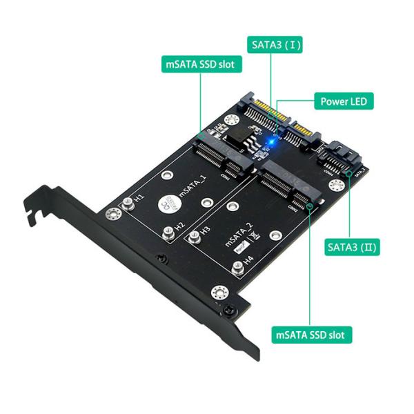 Quality Dual MSATA SSD To Dual SATA3 Converter With Full Height Profile Bracket for sale