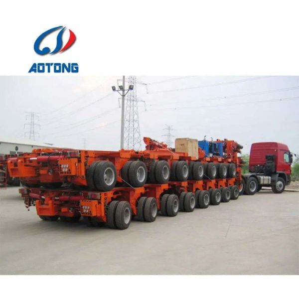 Quality 3000ton Max Payload Aotong Multi Axles Hydraulic Axis Steerable Modular Semi for sale