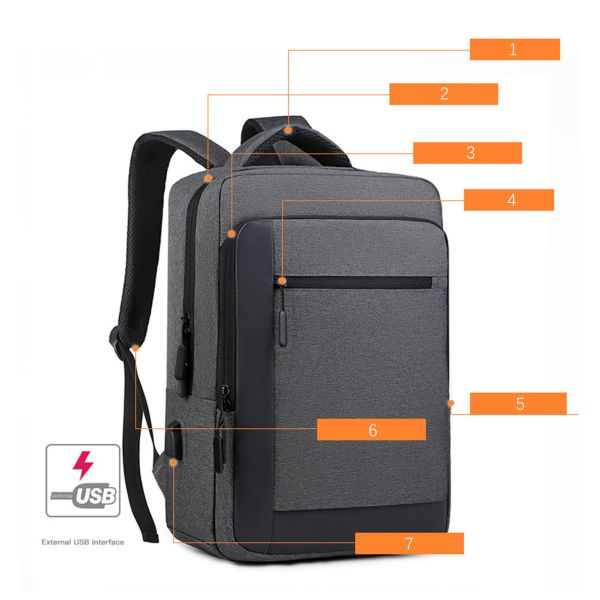 Quality OEM ODM Portable 15.6 Inch Laptop Backpack Oxford smart work rucksack with USB for sale