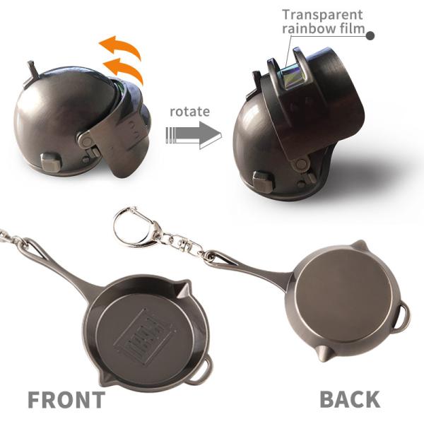 Quality 3 PCS Metal Gun Model Keychains Helmet 98K Frying Pan Key Ring for sale