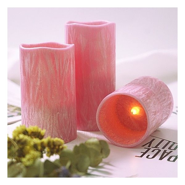 Quality Remote Control Pink Flameless Candles Set For Party Decor Realistic Wax Battery for sale