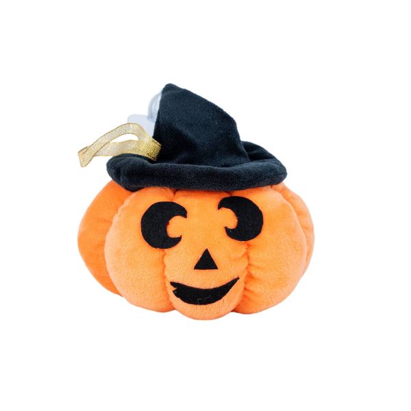 Quality Soft Furry Holiday Plush Toys Halloween Stuffed Pumpkin Pillow With Wizard Hat for sale