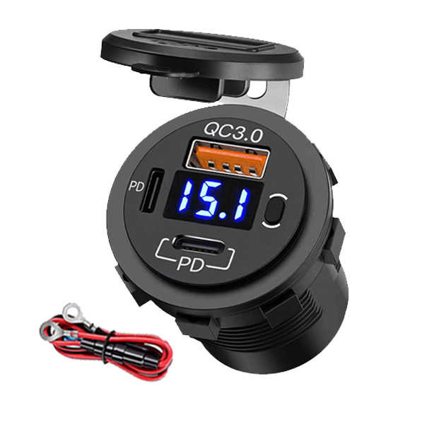 Quality Dual PD+QC3.0 12V/24V Triple Port Car Charger Fast Car USB Charger For Phone for sale