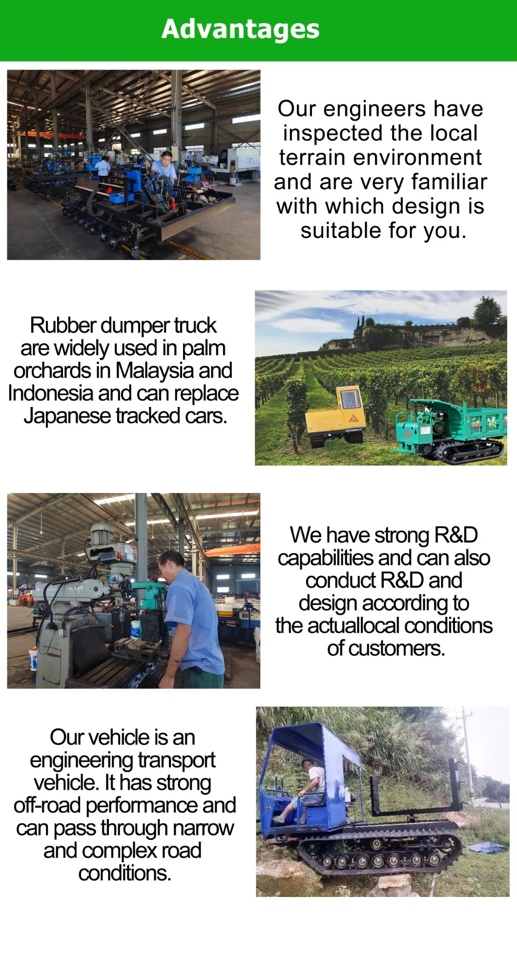 High Performance Crawler Dumper GF5000d 5 Tons Self-Loading Capacity Self-Propelled Side Dumping Style 37kw/3200r/Min Engine Power Used for Oil Palm Plantation
