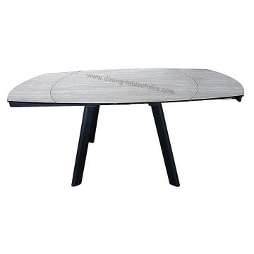 Quality HPL Topped Tempered Glass Dining Table 1.7 Meter Powder Coating Finish for sale