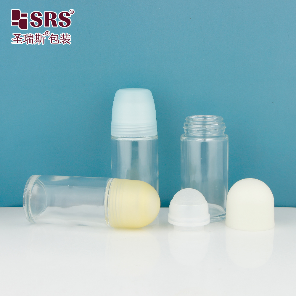 Quality BLPG-C 60ml Wholesale Empty Clear Glass Roll On Deodorant Bottle Packaging for sale
