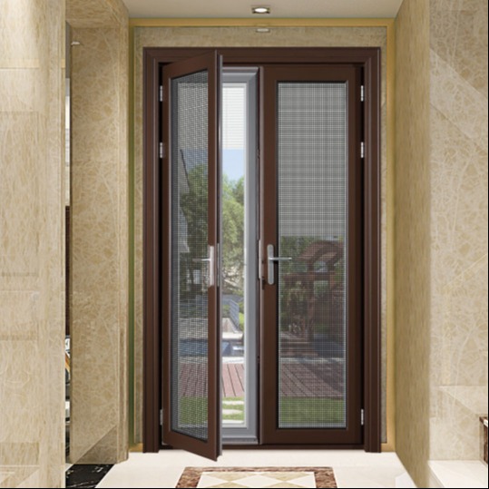 Quality Modern Minimal Aluminum Swing Door with Double-Layered Glass and Multi-Point Locking for sale