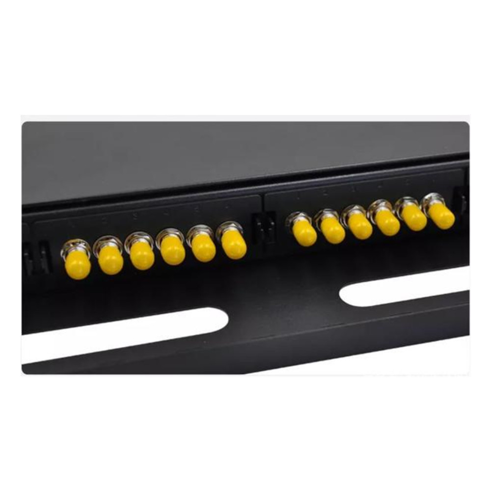 Quality Black ODF Patch Panel Simplex 24F 24 Port ST Fiber Patch Panel Face Plate 6 Slot for sale