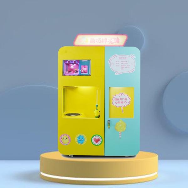 Quality Outdoor Robot Cotton Candy Vending Machine Yellow Bill Payment for sale