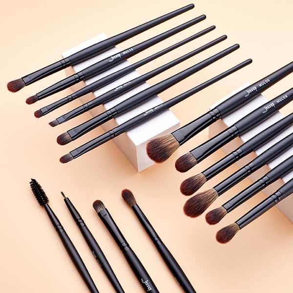 Quality Jessup Precision 16pcs Eye Makeup Brush Set Black Paint Spraying for sale