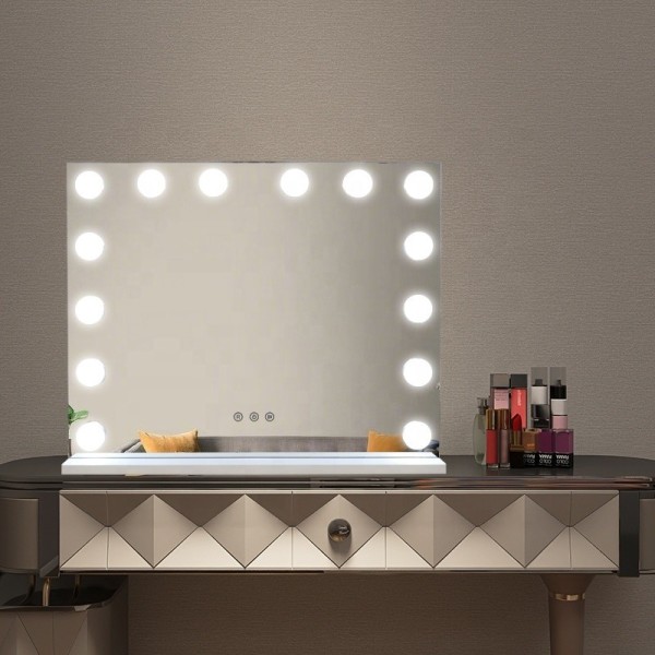 Quality Aluminum Large Hollywood Vanity Mirror Rectangle Makeup Mirror With Lights for sale