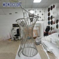 Quality Large abstract outdoor square geometric metal art cross spiral circular tube stainless steel sculpture for sale