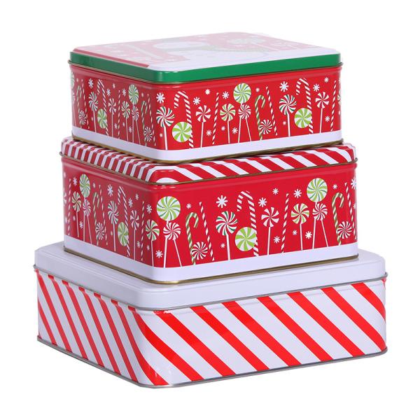 Quality Custom Square Cookie Tins Holiday Metal Tin Container with PVC Clear Window for sale