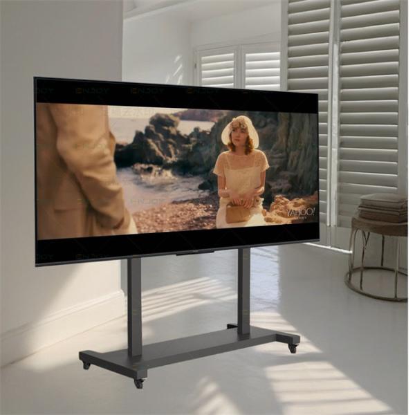 Quality Mobile Black Heavy Duty Steel TV Trolley Stand For 75 To 110 Inch 85 Inch TV Floor Stand for sale