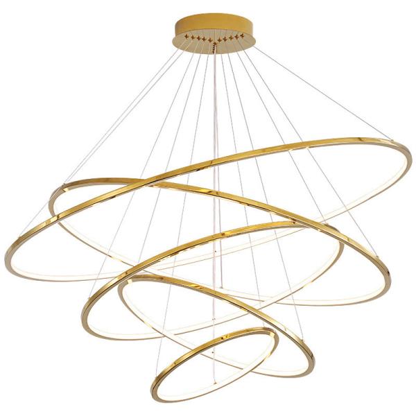 Quality Three Color Dimming LED Modern Ring High Ceilings Chandeliers Custom Service for sale