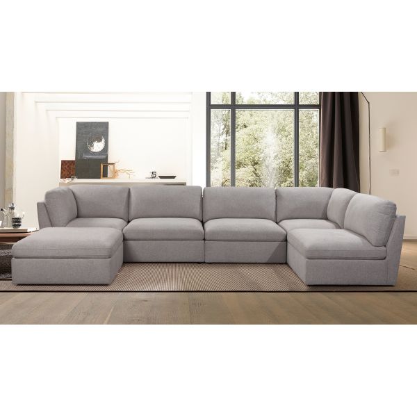 Quality Breathable Corner Modular Sofa , Anti Fading U Shaped Modular Sectional for sale