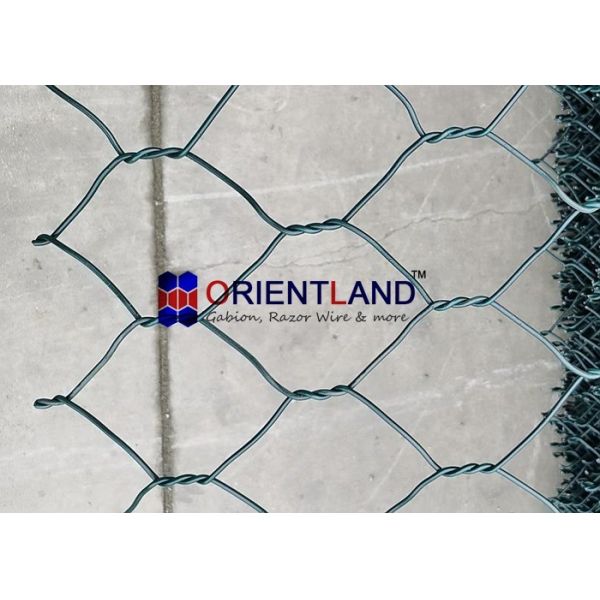 Quality Dark Green Pvc Coated Hexagonal 2.7mm Mesh Gabion Baskets for sale