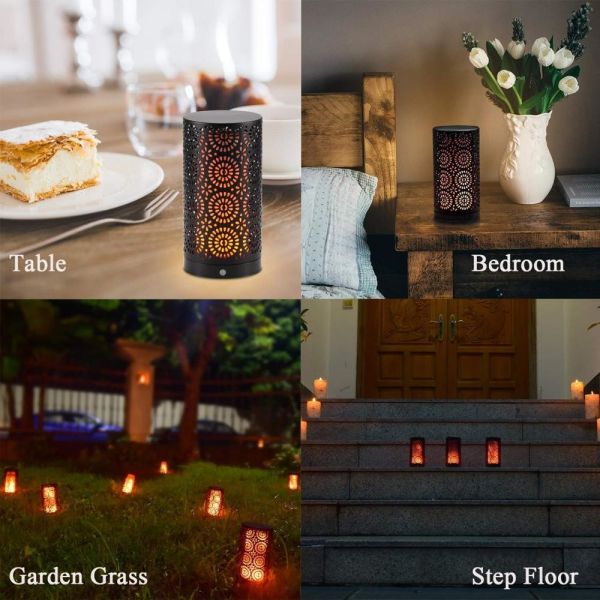 Quality Outdoor 2Pcs 72mm×H140mm Led Flickering Flame Lantern USB Rechargeable for sale