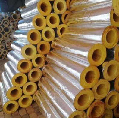 Quality 50mm Yellow Glass Wool Thermal Insulation Tube Boiler Pipe Insulation for sale