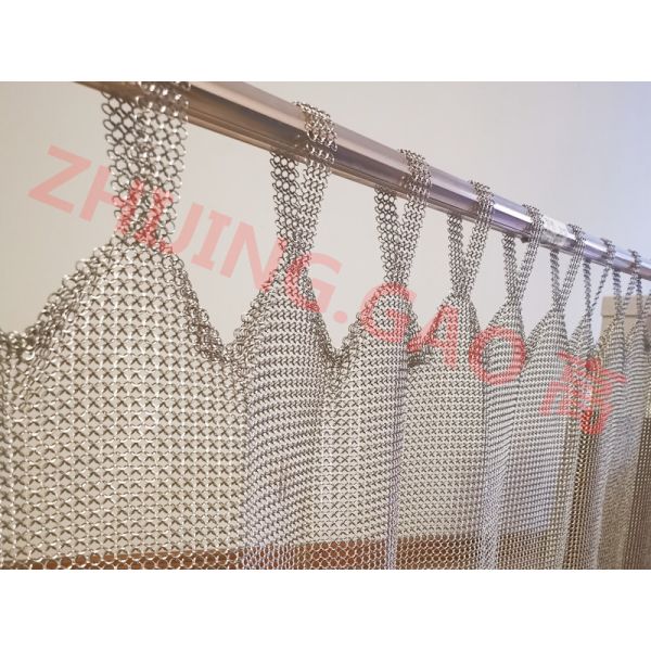 Quality Height 3m Width 8m Titanium Plating Silver Chain Mail Ring Mesh Closure Curtain for sale