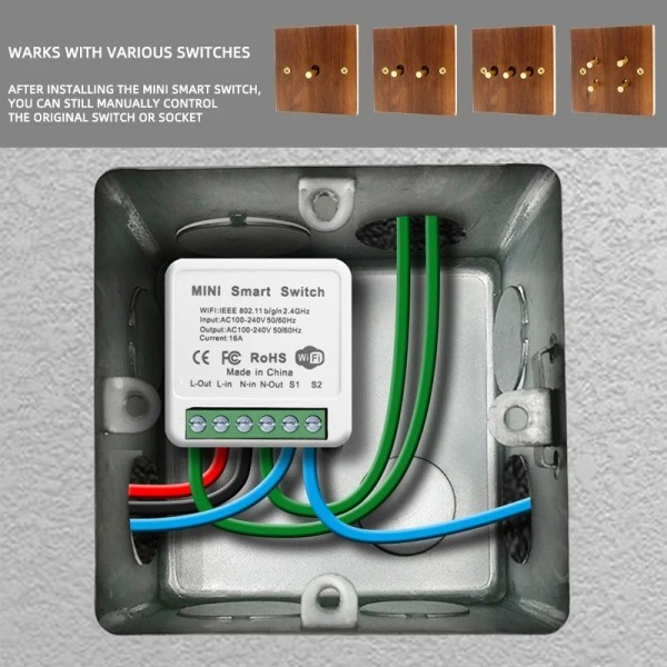 Quality Convenient Wifi Module Solid Wood light switch panel 10A 16A 110v-250v 86*86mm for sale