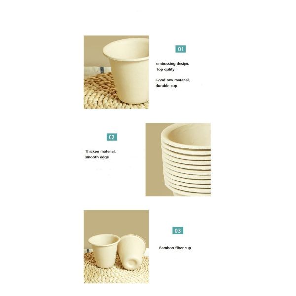 Quality Water-Based Barrier Coating Paper Cups in White Bamboo Fiber for Customized and for sale