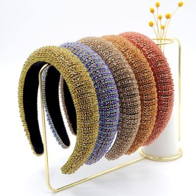 Quality Luxury Rhinestone Silk Makeup Headband 100g Weight 3cm Width for sale