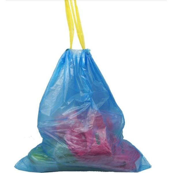 Quality Embossed Kitchen Trash Bags with Tie Tape Drawstring Handles 5-50 mic Thickness for sale