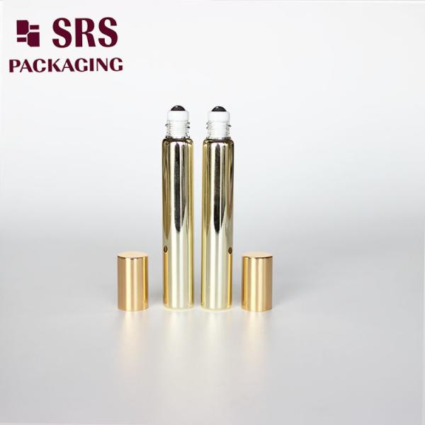 Quality SRS cosmetic empty 10ml gold glass roller ball perfume bottle for sale