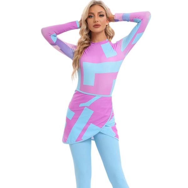 Quality Ladies Printed Muslim Swimsuit Muslim Bikini Burkini Conservative Bathing Suits for sale