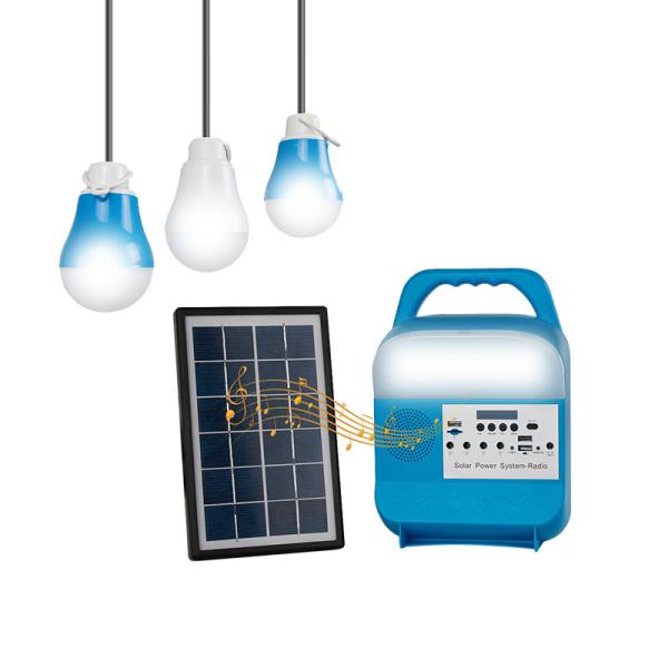 Quality IP55 6000mah 3 Watt 6 Volt Solar Radio Light Kit For Camping for sale