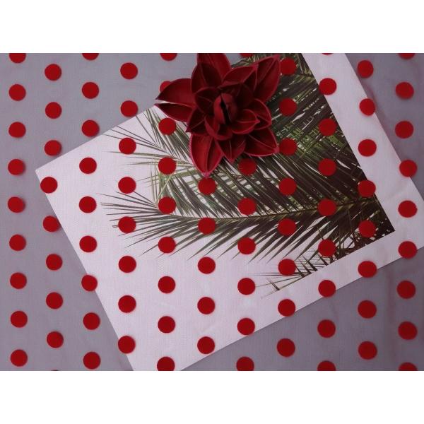 Quality Red Large Polka Dot Tulle Flocked Mesh Fabric for sale