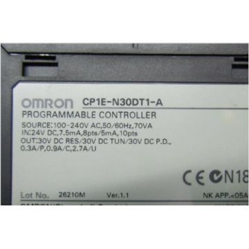Quality CPU Omron PLC Module Progarmmable Controller CP1E-N30S1DR-A for sale