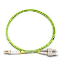 Quality LC UPC To SC UPC Fiber Optic Patch Cable Duplex OM5 Multimode OFNR 2.0mm Lime for sale