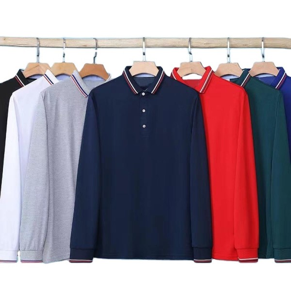 Quality Hot Sale Long Sleeved Polo Shirt Custom Solid Color Men's Business Lapel T-shirt Work Uniform Jogger Embroidery Shirt for Men for sale